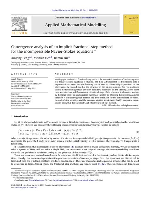 Pdf Convergence Analysis Of An Implicit Fractional Step Method For