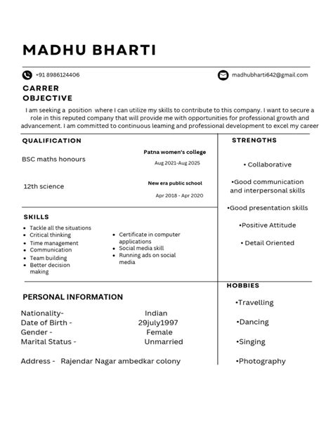 Carrer Objective Pdf