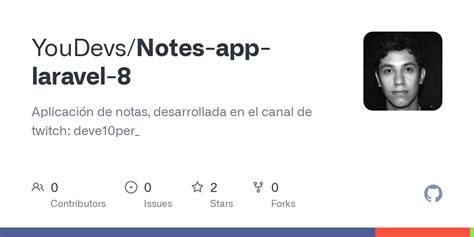 GitHub YouDevs Notes app laravel Aplicación de notas desarrollada en el canal de twitch