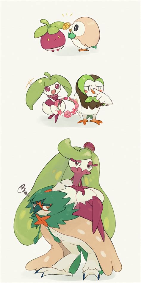 Rowlet Decidueye Tsareena Bounsweet Steenee And 1 More Pokemon