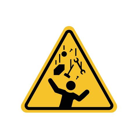 Warning Sign Of Falling Objects On A Yellow Triangle Board Suitable For Posters And Web Icons