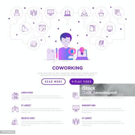 공동 작업 사무실 웹 페이지 템플릿에서 남자 얇은 라인 아이콘 직장 회의실 회의장 주차 리셉션 법적 주소 빠른 인터넷 24 시간 액세스 벡터 그림입니다 24 시간 영업