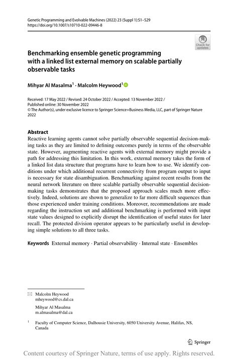 Benchmarking Ensemble Genetic Programming With A Linked List External Memory On Scalable