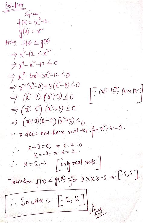 [solved] determine where the graph of f is below the graph of g by