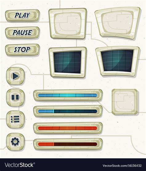 Scifi Space Icons For Ui Game Royalty Free Vector Image