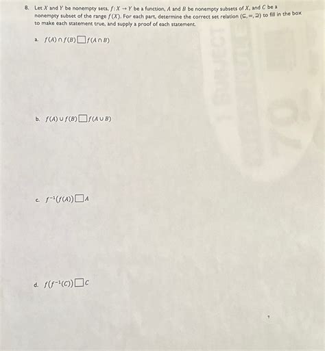 solved let x ﻿and y ﻿be nonempty sets f x→y ﻿be a function
