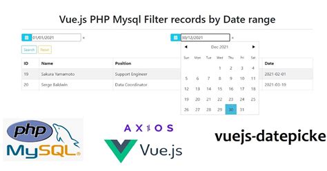 Vuejs Php Mysql Filter Records By Date Range Tutorial101