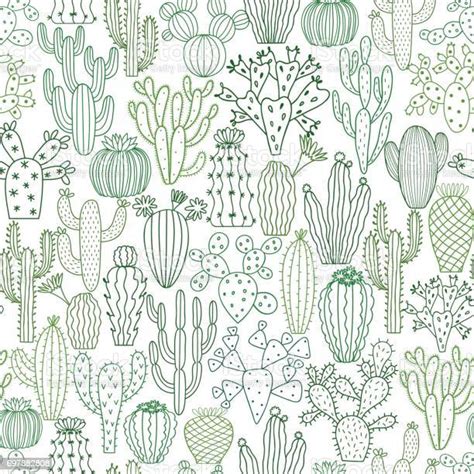 벡터 선인장 완벽 한 패턴입니다 손으로 그린 낙서 선인장 배경 귀여운에 대한 스톡 벡터 아트 및 기타 이미지 귀여운 그래픽 프린트 그리기 Istock