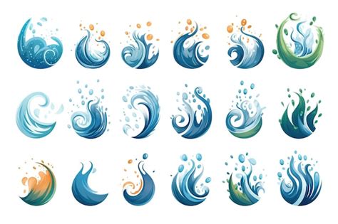 Premium AI Image Set Of Various Water Waves On White Background Generative AI