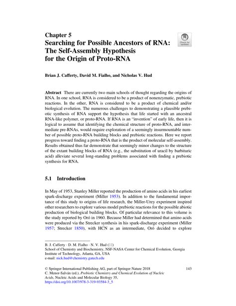 Pdf Searching For Possible Ancestors Of Rna The Self Assembly