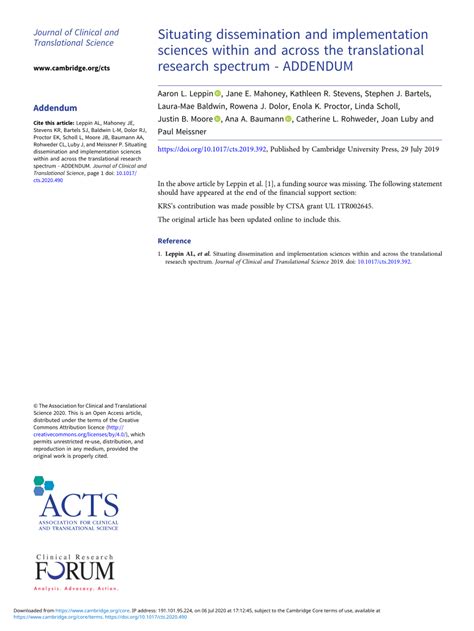 Pdf Situating Dissemination And Implementation Sciences Within And