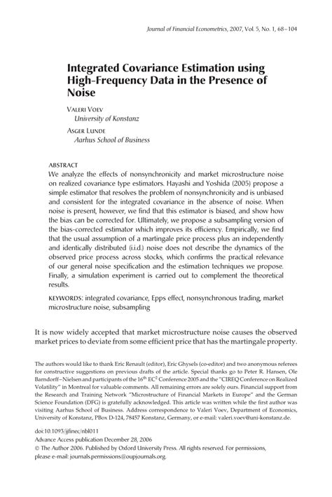 pdf integrated covariance estimation using high frequency data in the