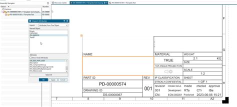 how to configure import attribute list in nx drawing template with