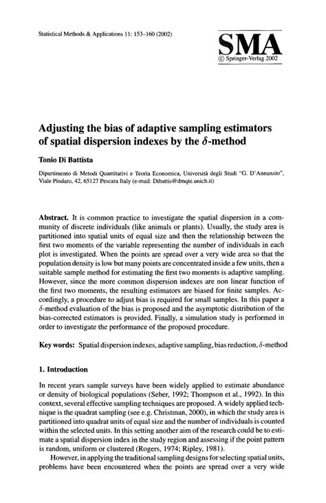 Pdf Adjusting The Bias Of Adaptive Sampling Estimators Of Spatial