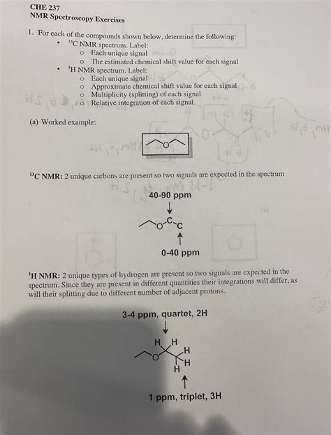 Solved NMR Spectroscopy Exercises For Each Of The Chegg Com