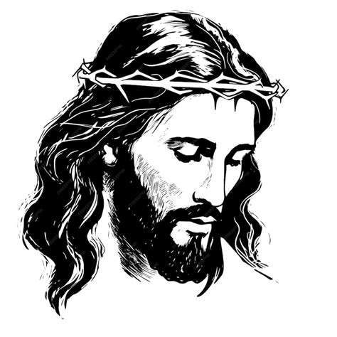 Premium Vector Black And White Image Of Jesus Christ