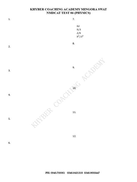Physics Test 06 Without Key Pdf Waves Electronvolt Physics Test 06 Without Key Pdf Waves Electronvolt