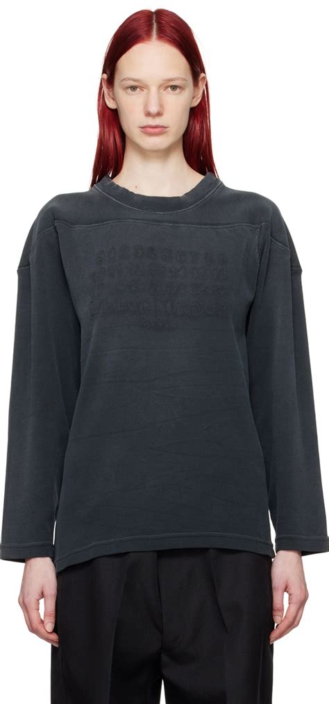 Maison Margiela Black Embroidered Sweatshirt Maison Margiela