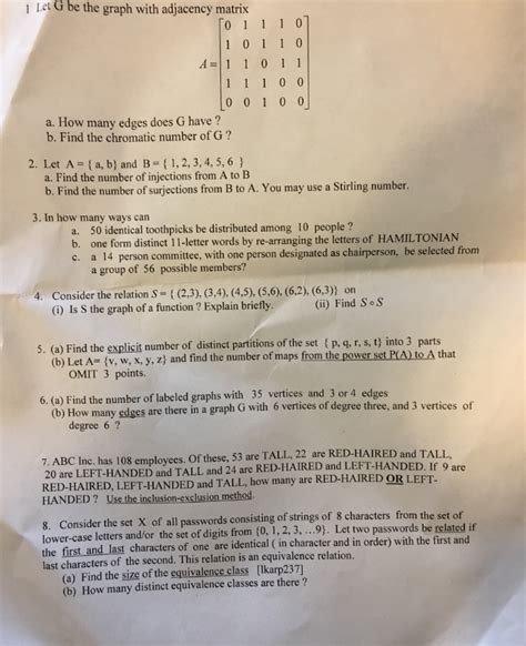 solved 1 let g be the graph with adjacency matrix 01 1 1 0]