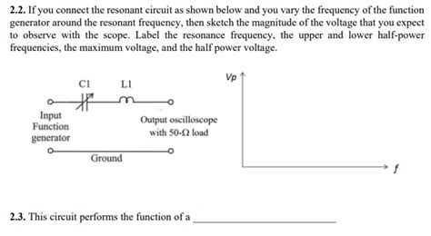 Solved If You Connect The Resonant Circuit As Shown Chegg Com