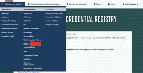 Uploading And Approving Rubrics Data Credential Registry Guidance