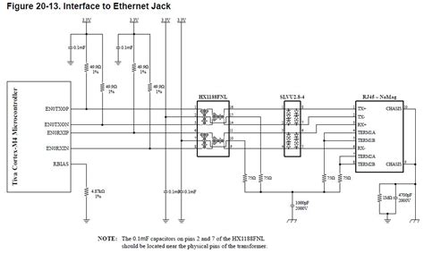 tm4c1294ncpdt ethernet connection to transformer center taps arm