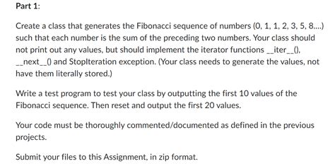 Solved Create A Class That Generates The Fibonacci Sequence