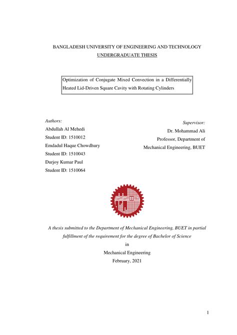 Pdf Optimization Of Conjugate Mixed Convection In A Differentially Heated Lid Driven Square