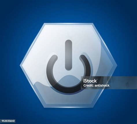 유리 투명 효과 전원 시작 버튼에 아이콘을 벡터 Ui 또는 애플 리 케이 션 심볼 디자인 개념에 대한 스톡 벡터 아트 및 기타 이미지 개념 검은색 그래픽 사용자