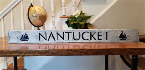 Hand Carved Nantucket Sign With Schooners Etsy