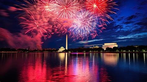 Premium Ai Image Fireworks Explode Over The Washington Monument And
