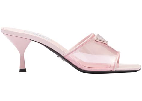 Prada Plexiglas 65mm Mule Sandals Alabaster Pink Patent Leather