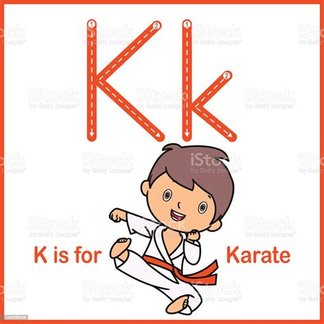 플래시 카드 문자 K는 가라테 벡터 일러스트레이션입니다 Combat Sport Event에 대한 스톡 벡터 아트 및 기타 이미지 Combat Sport Event