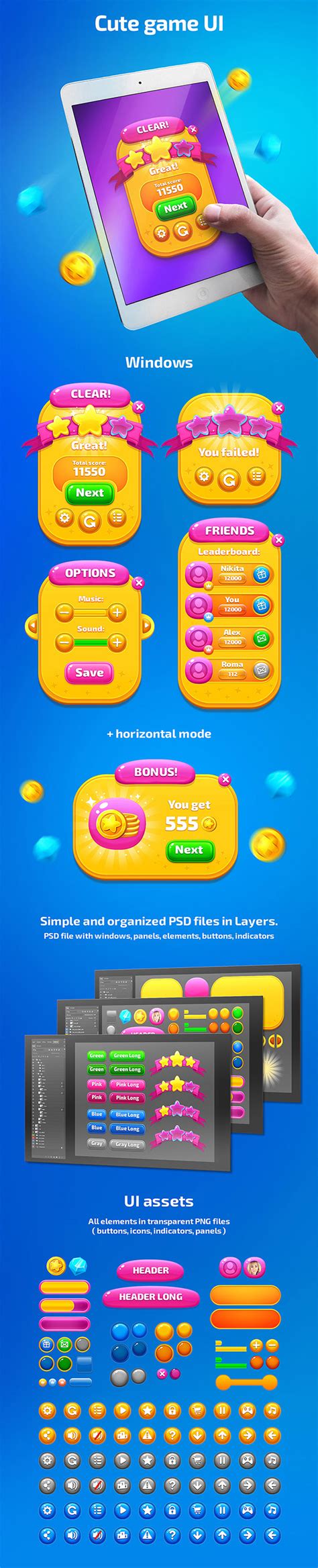 Game GUI Pack For Casual Games On Behance