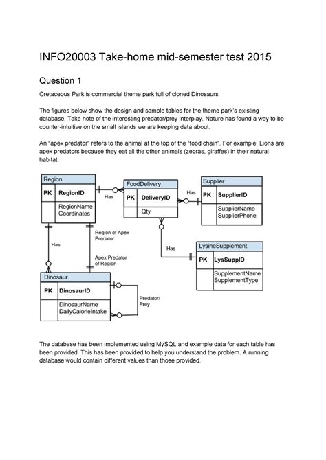 Sample Practice Exam Questions Database Systems Test Question Cretaceous Park