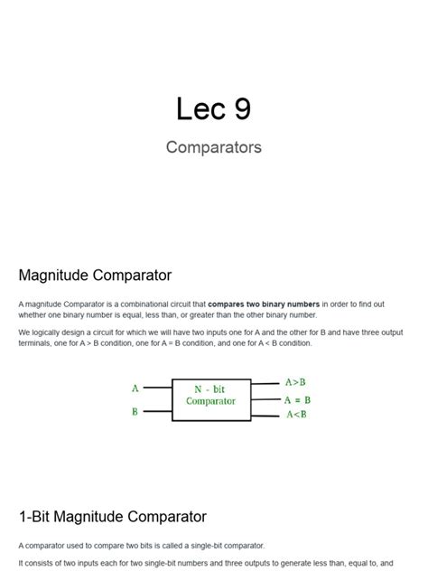 Dld Lec 9 Comparators Pdf