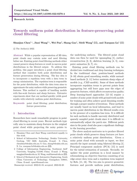 pdf towards uniform point distribution in feature preserving point