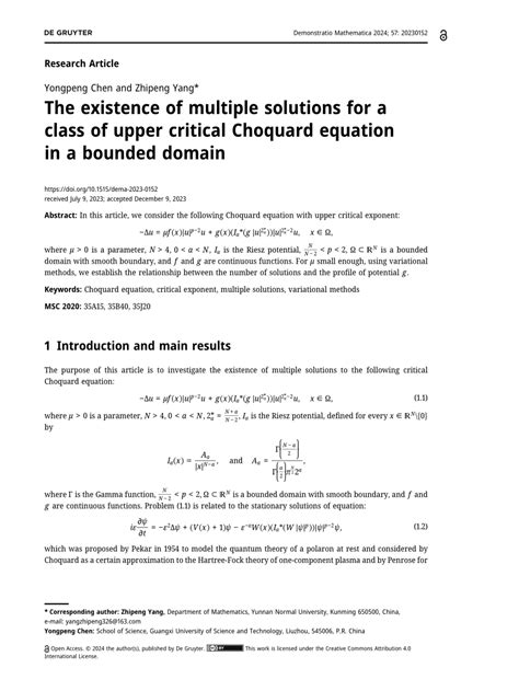 Pdf The Existence Of Multiple Solutions For A Class Of Upper Critical Choquard Equation In A