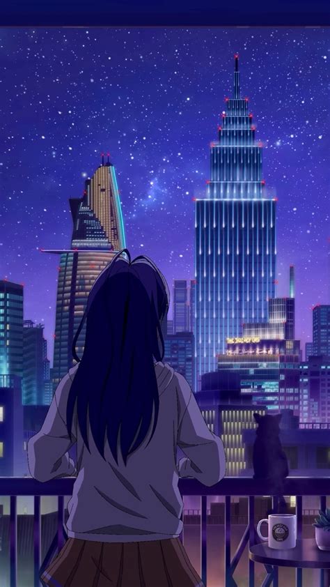 夜晚城市阳台 动漫手机动态壁纸 动漫手机壁纸下载 元气壁纸