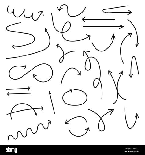 Arrow Icon Set Curved Arrow Symbols Dynamic Motion Arrows Black Directional Shapes Stock