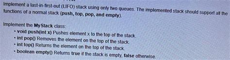 Solved Implement A Last In First Out Lifo ﻿stack Using