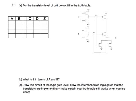 Solved 1 A For The Transistor Level Circuit Below Fill