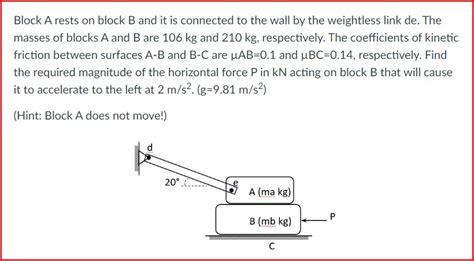 Solved Block A Rests On Block B And It Is Connected To The Chegg Com
