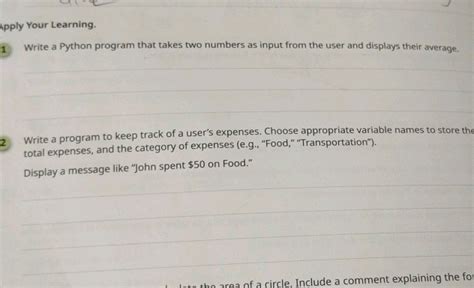 Apply Your Learning 1 Write A Python Program Studyx