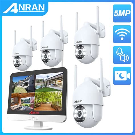 Anran 5mp Cctv Megfigyelő Rendszer 8ch 13 Hüvelykes Nvr Szett 24 Ghz Es Kültéri Wifi Kamera