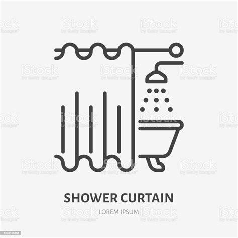 샤워 커튼 라인 아이콘 욕조의 벡터 픽토그램 욕실 일러스트 위생 포스터 기호 라인아트에 대한 스톡 벡터 아트 및 기타 이미지 라인아트 외형선 0명 Istock