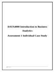 DATA4000 Introduction to Business Analytics.docx - DATA4000 Introduction to Business Analytics ...