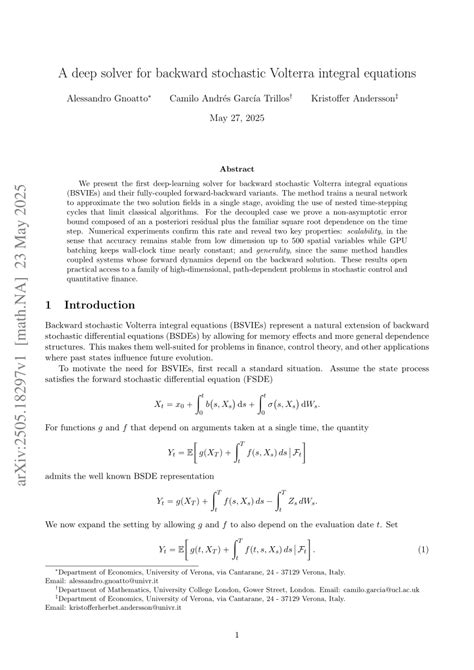 Pdf A Deep Solver For Backward Stochastic Volterra Integral Equations