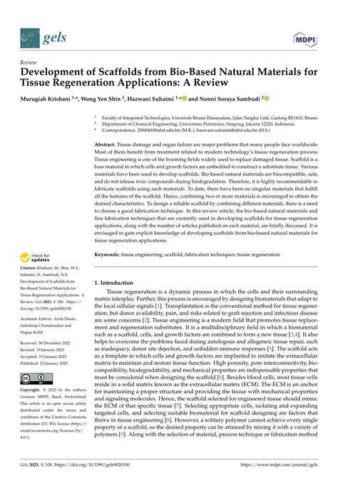 Pdf Development Of Scaffolds From Bio Based Natural Materials For Tissue Regeneration