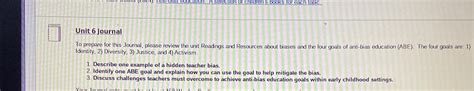 Solved Unit 6 ﻿journalto Prepare For This Journal Please